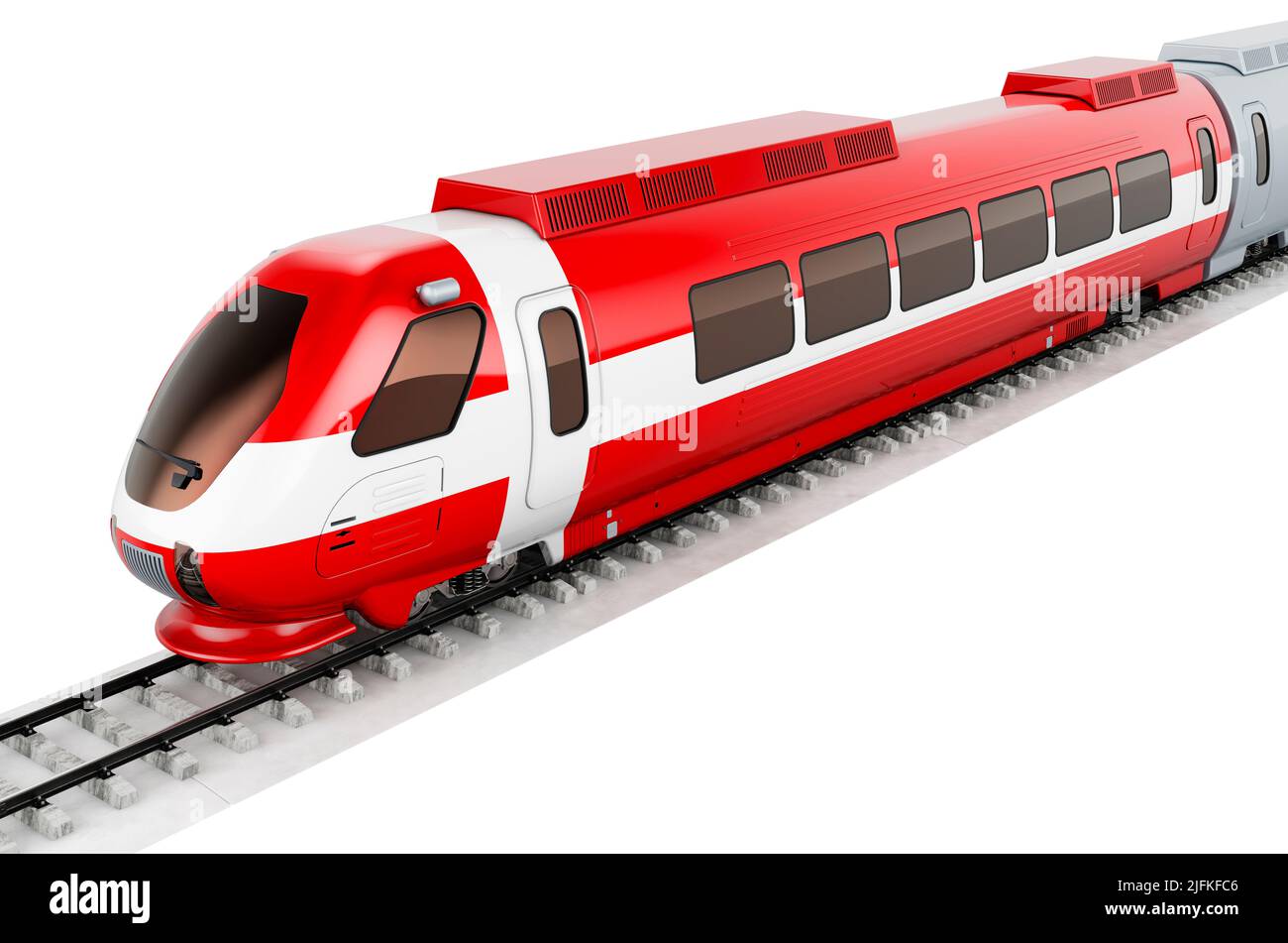 Danish flag painted on the high speed train. Rail travel in the Denmark ...