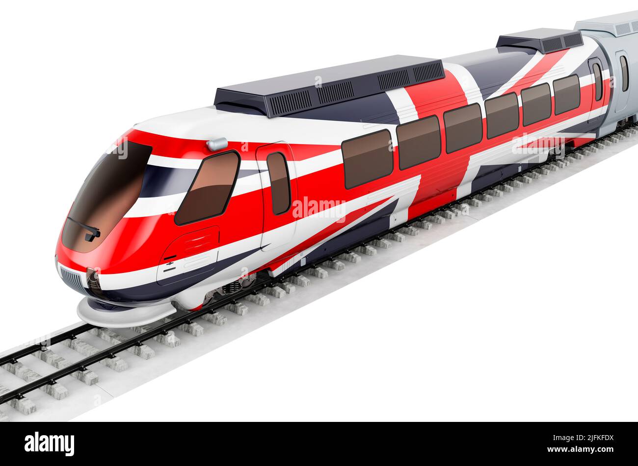 British flag painted on the high speed train. Rail travel in the Great ...