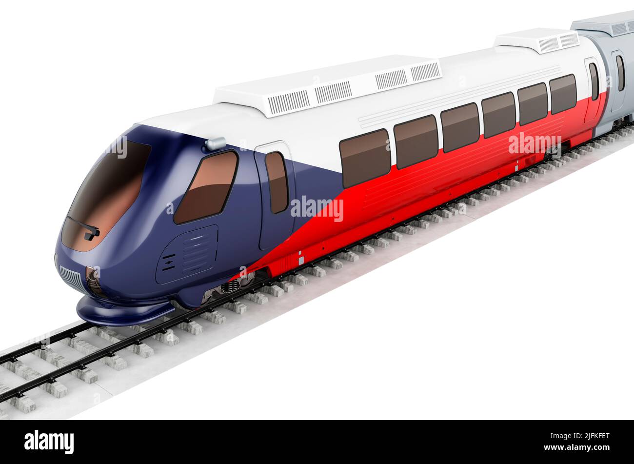 Czech flag painted on the high speed train. Rail travel in the Czech ...