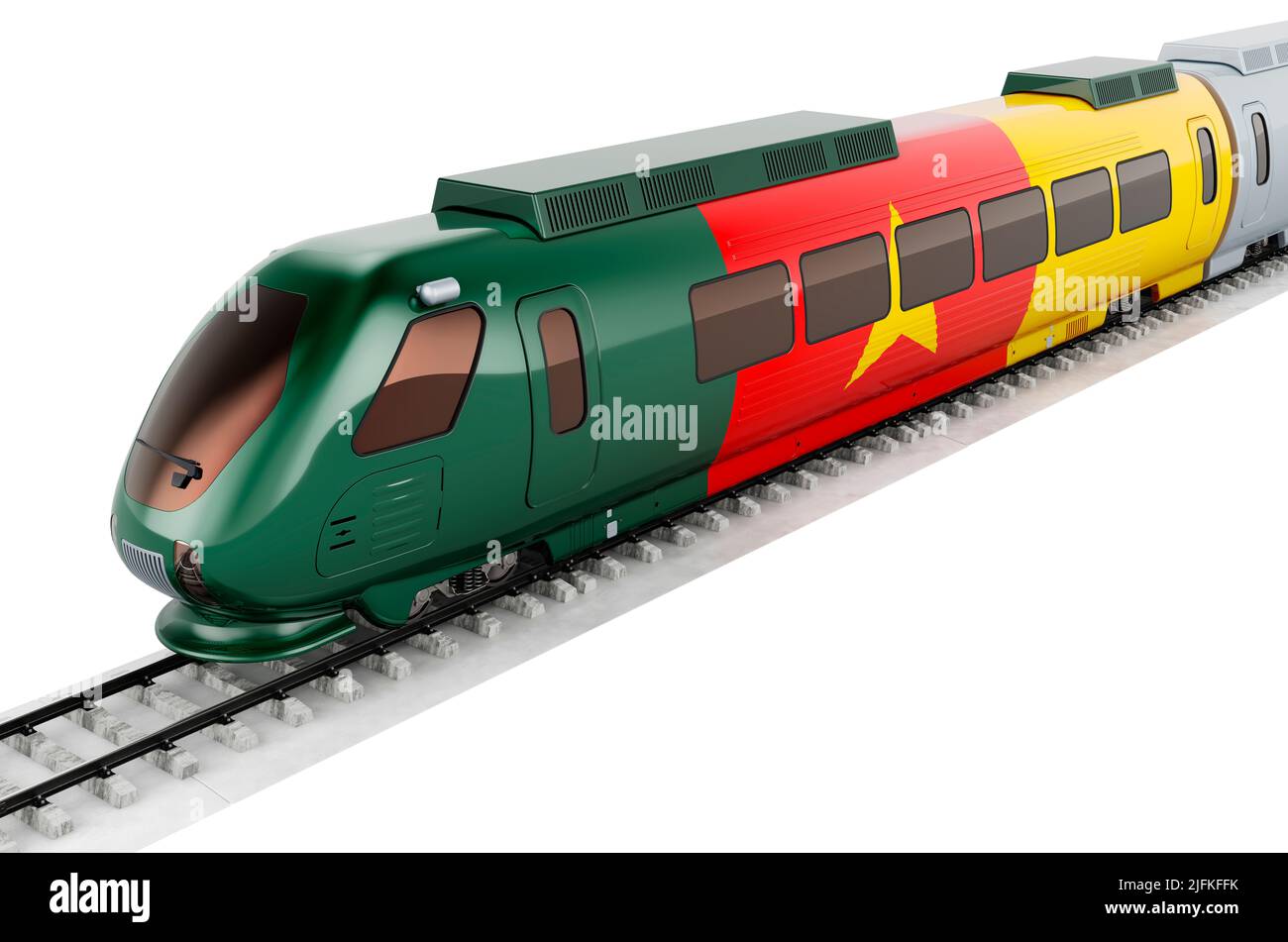 Cameroonian flag painted on the high speed train. Rail travel in the ...