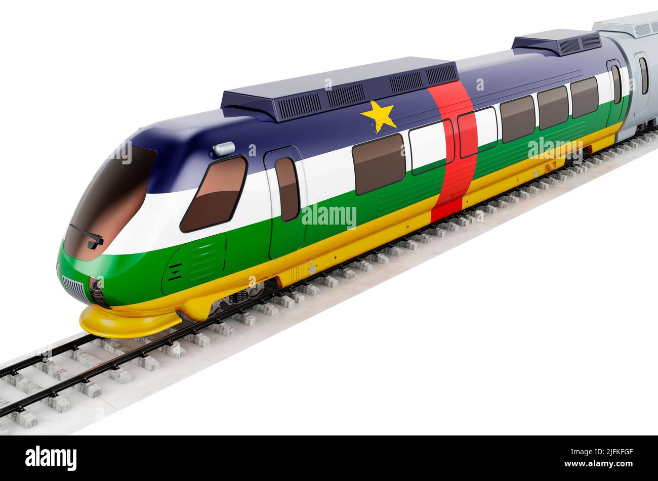Central African Republic flag painted on the high speed train. Rail ...