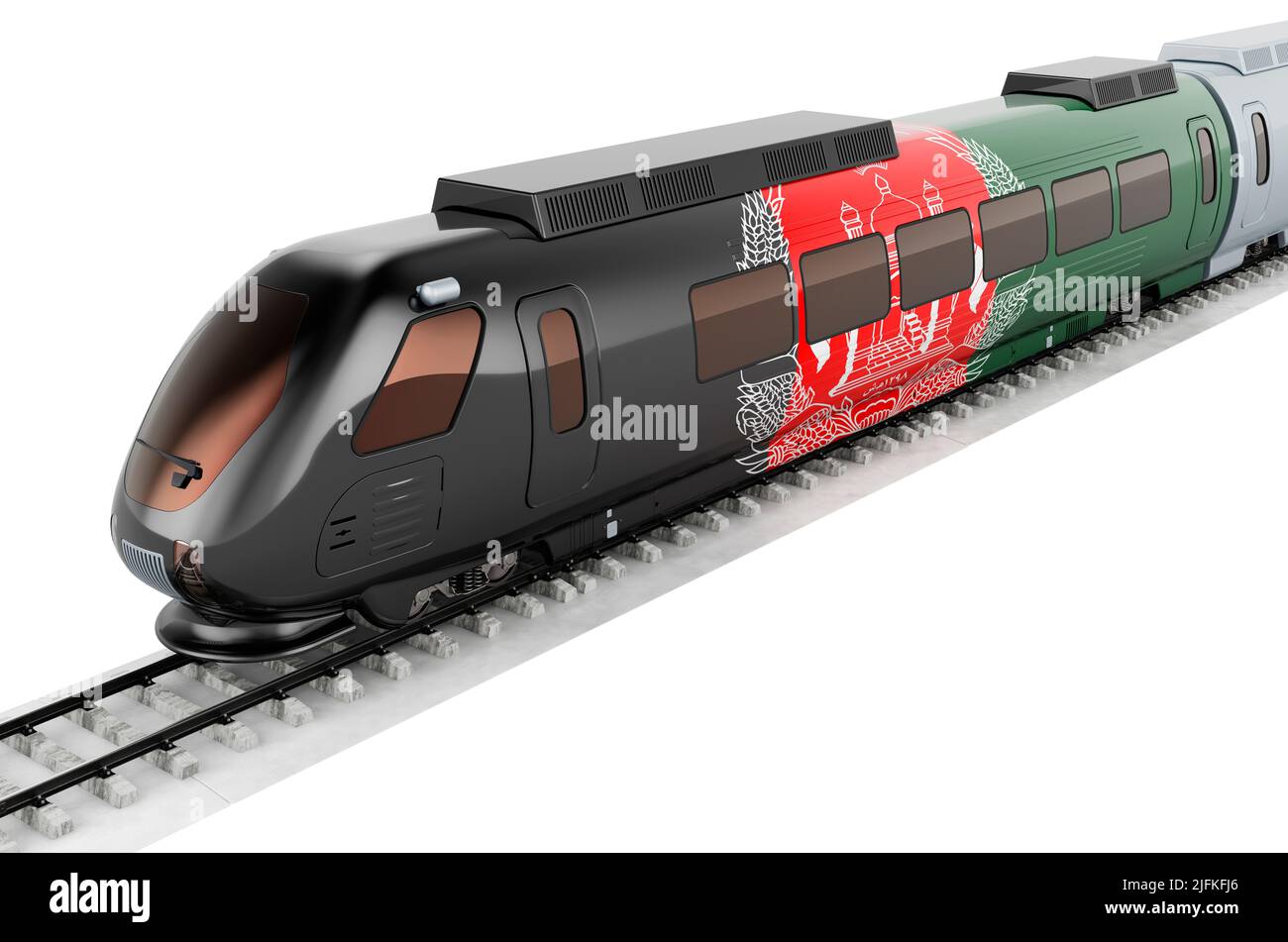 Afghan flag painted on the high speed train. Rail travel in the ...