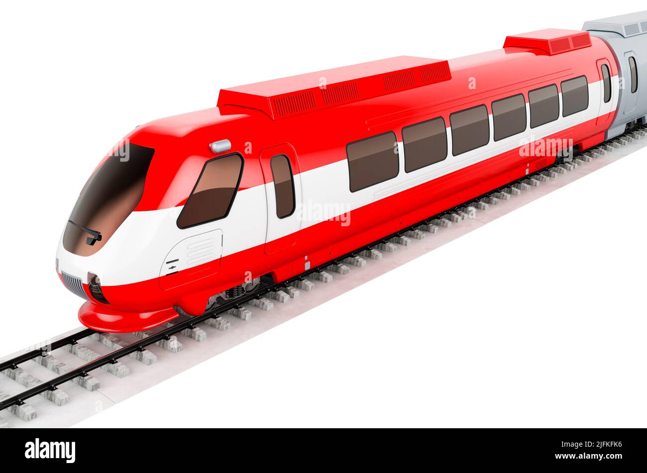 Austrian flag painted on the high speed train. Rail travel in the ...