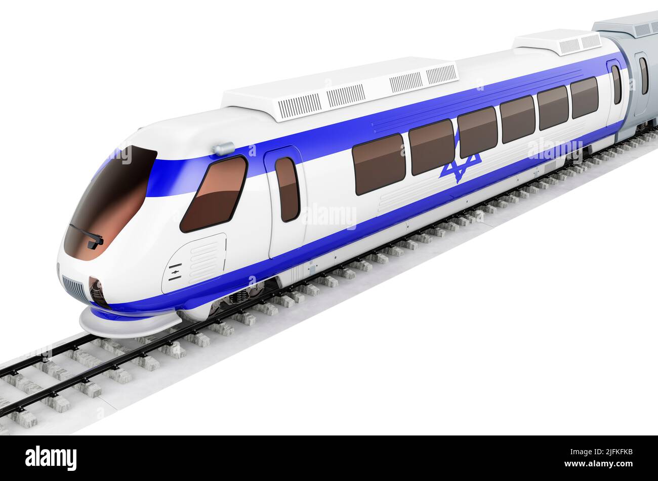 Israeli flag painted on the high speed train. Rail travel in the Israel ...