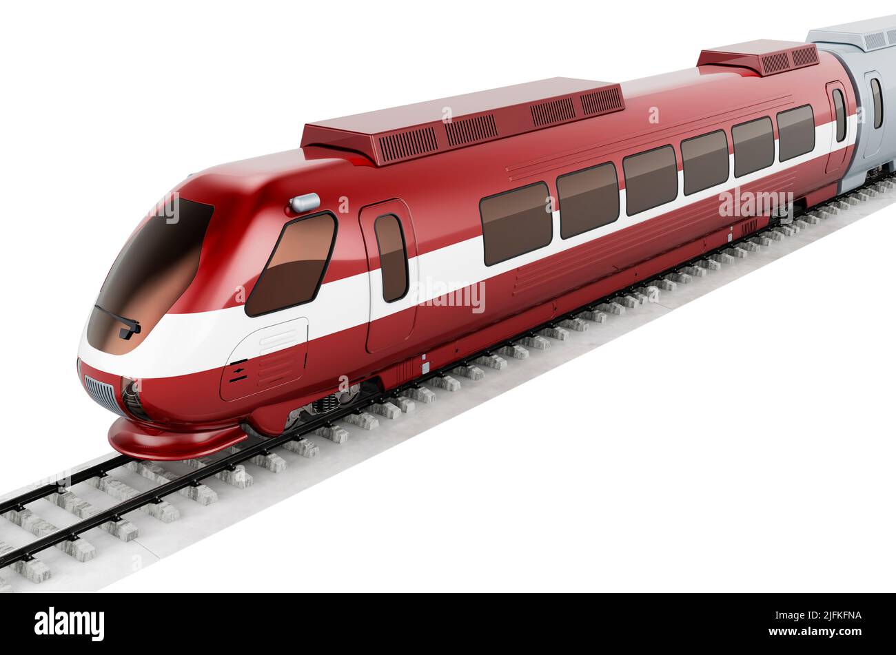 Latvian flag painted on the high speed train. Rail travel in the Latvia ...