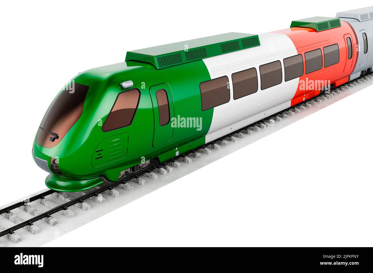 Irish flag painted on the high speed train. Rail travel in the Ireland ...