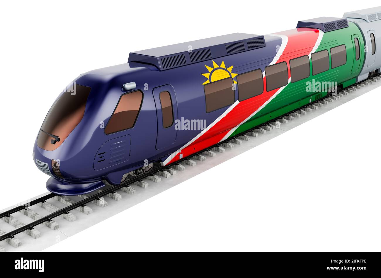 Namibian flag painted on the high speed train. Rail travel in the ...
