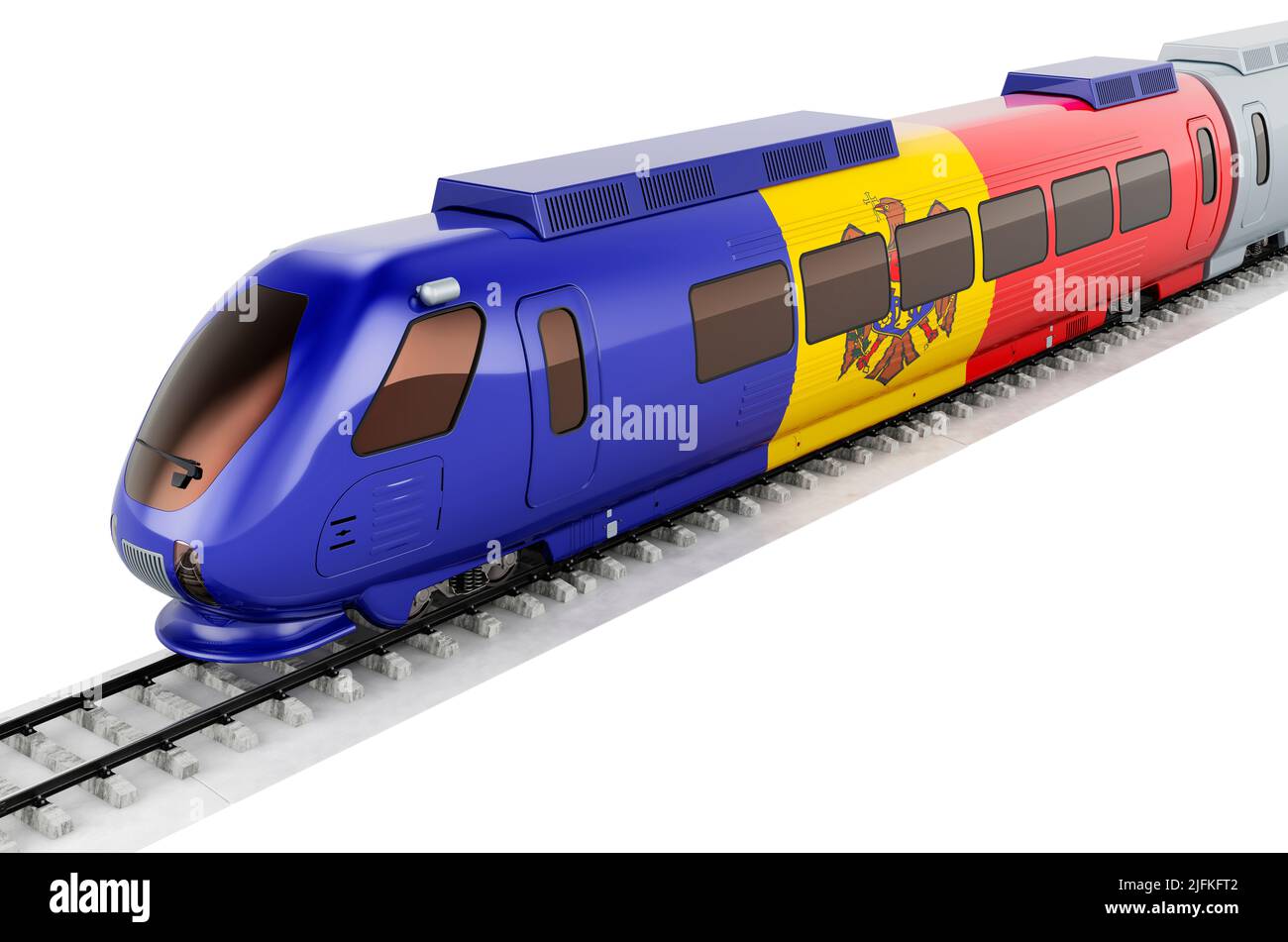 Moldovan flag painted on the high speed train. Rail travel in the ...