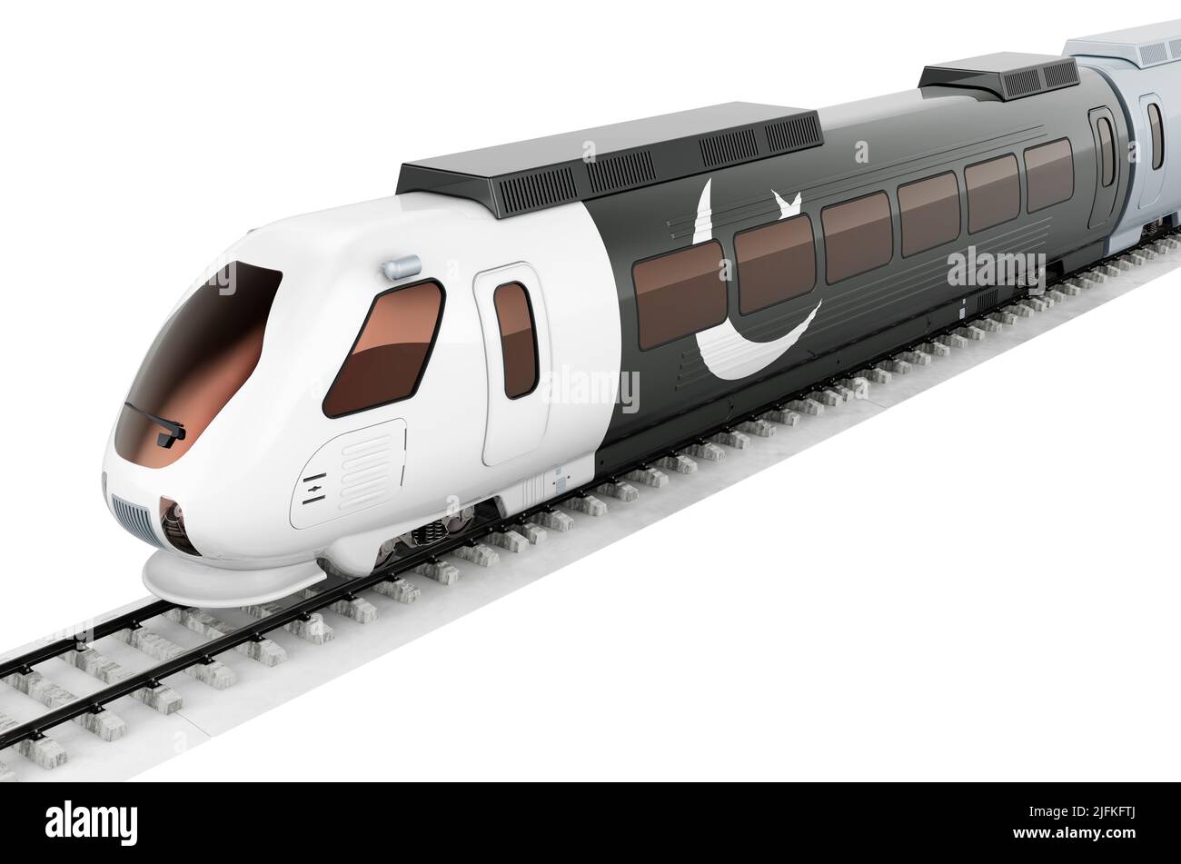 Pakistani flag painted on the high speed train. Rail travel in the ...