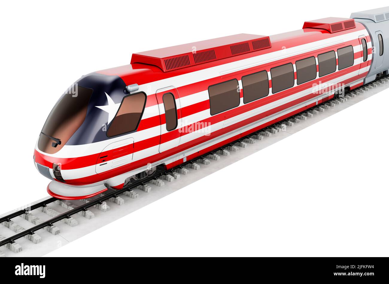 Liberian flag painted on the high speed train. Rail travel in the ...