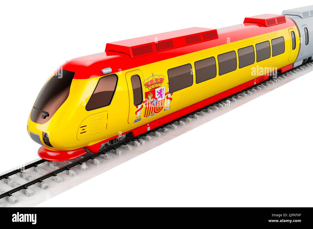 Spanish flag painted on the high speed train. Rail travel in the Spain ...