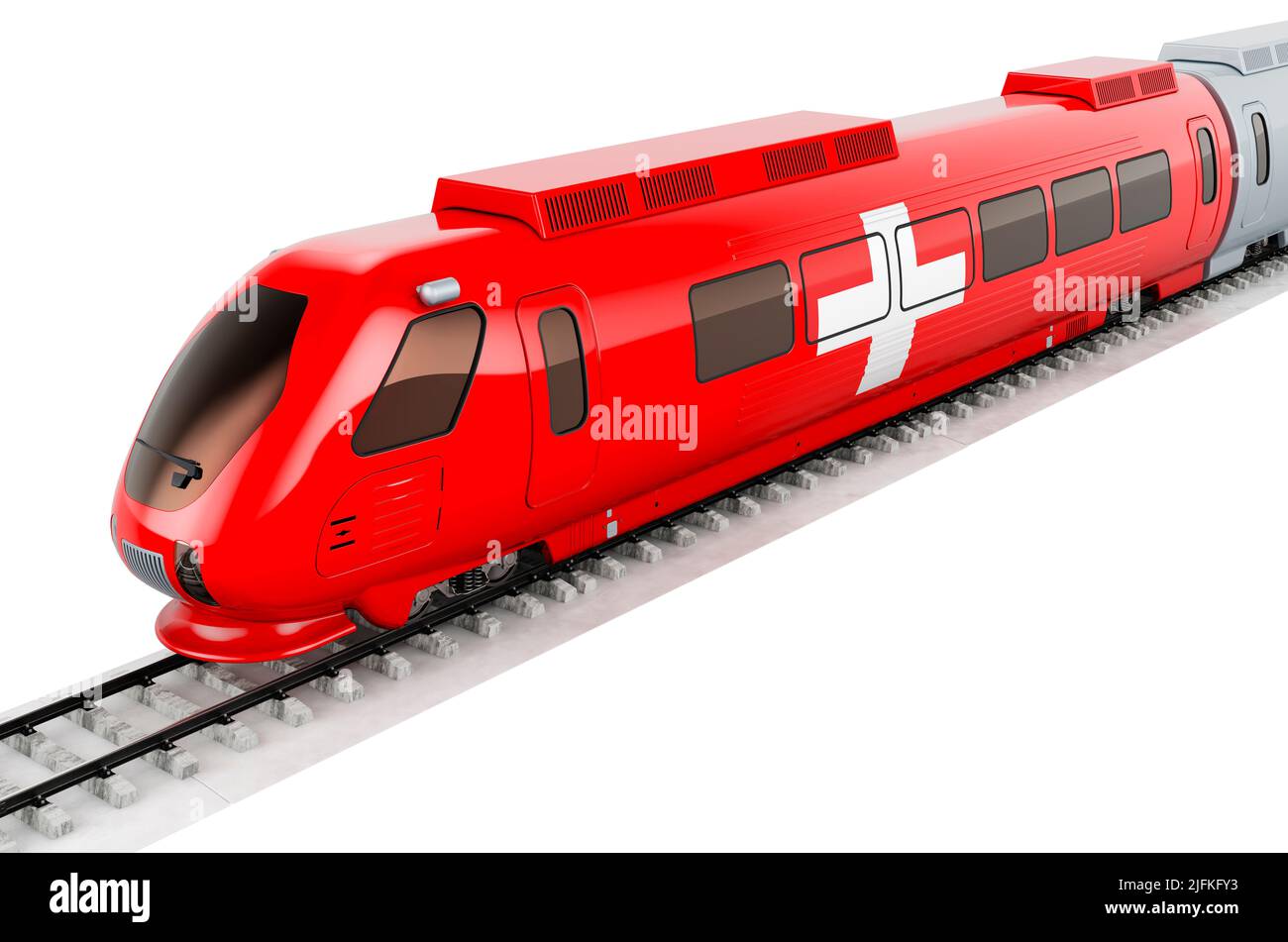 Swiss flag painted on the high speed train. Rail travel in the ...