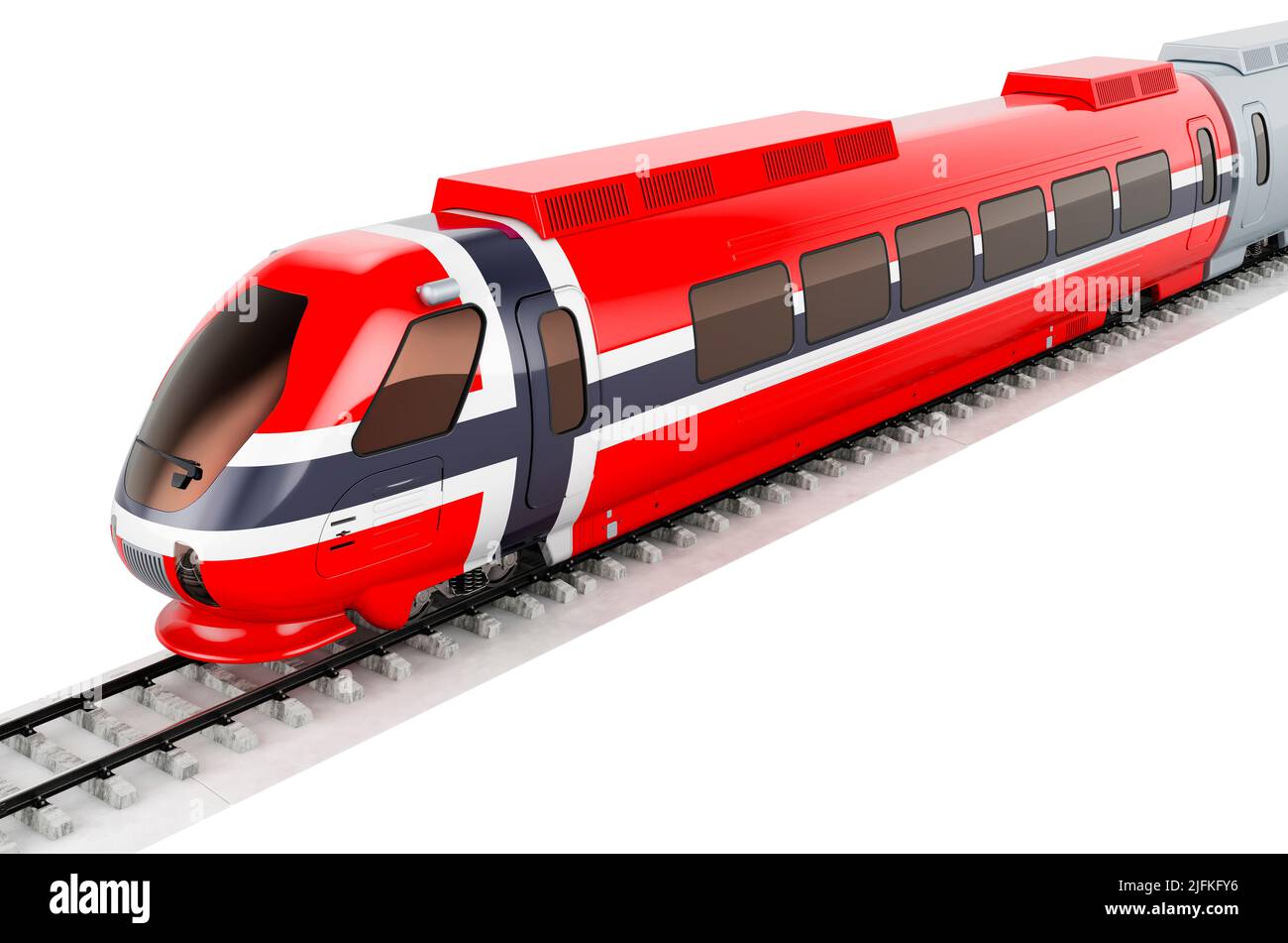 Norwegian flag painted on the high speed train. Rail travel in the ...