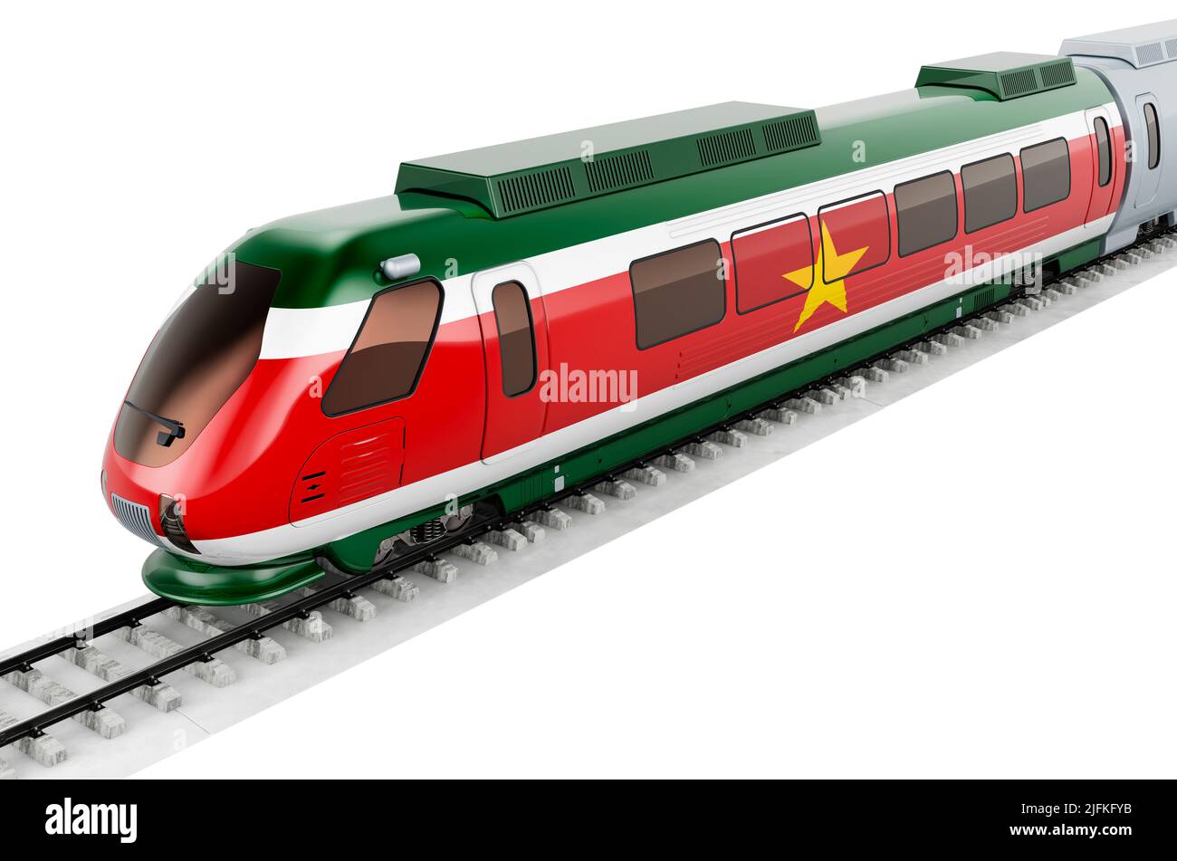 Surinamese flag painted on the high speed train. Rail travel in the ...