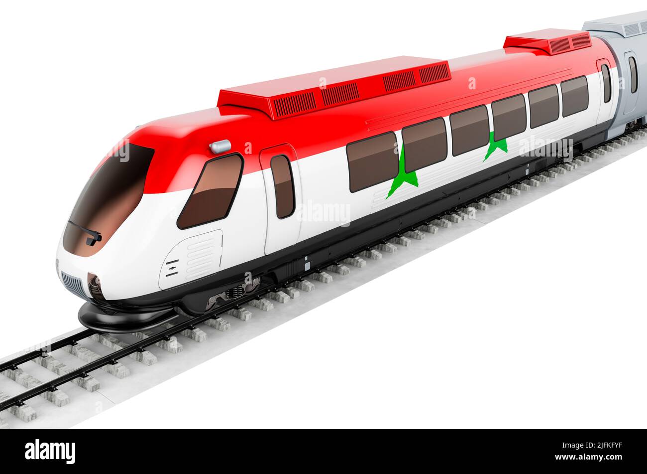 Syrian flag painted on the high speed train. Rail travel in the Syria ...