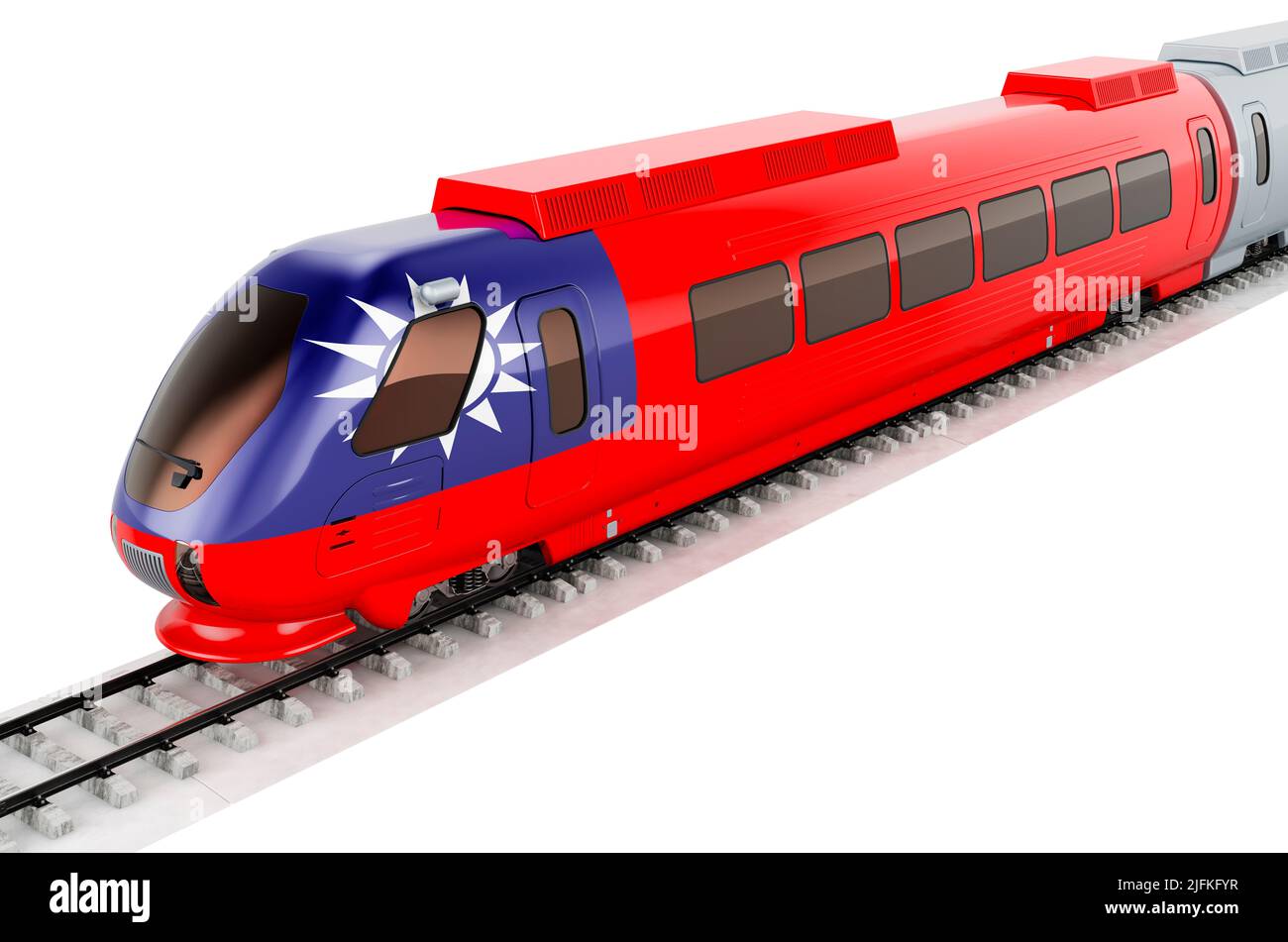 Taiwanese flag painted on the high speed train. Rail travel in the ...