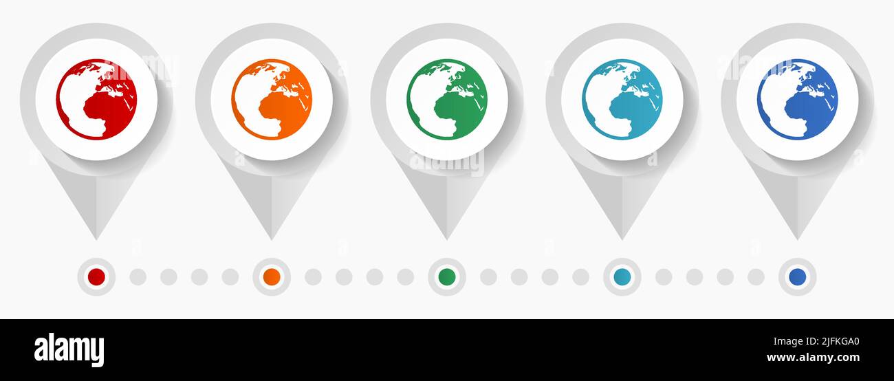 Earth, world concept vector icons, editable infographic template, set ...