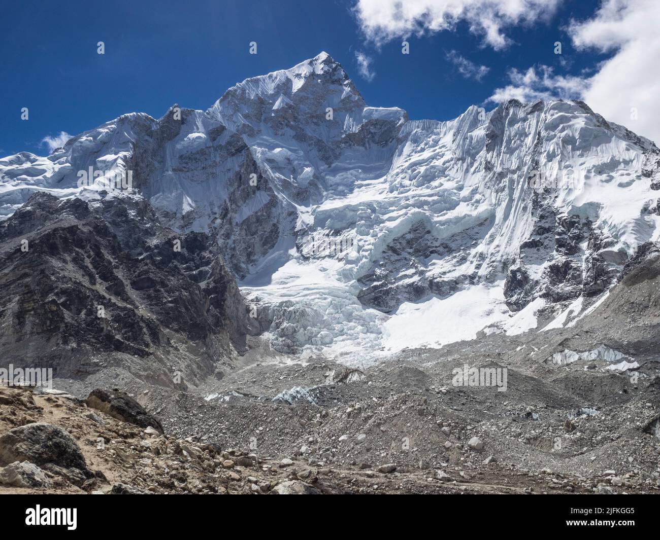 Nuptse Nup II (7732m) from the moraine near Gorak Shep on the Everest ...