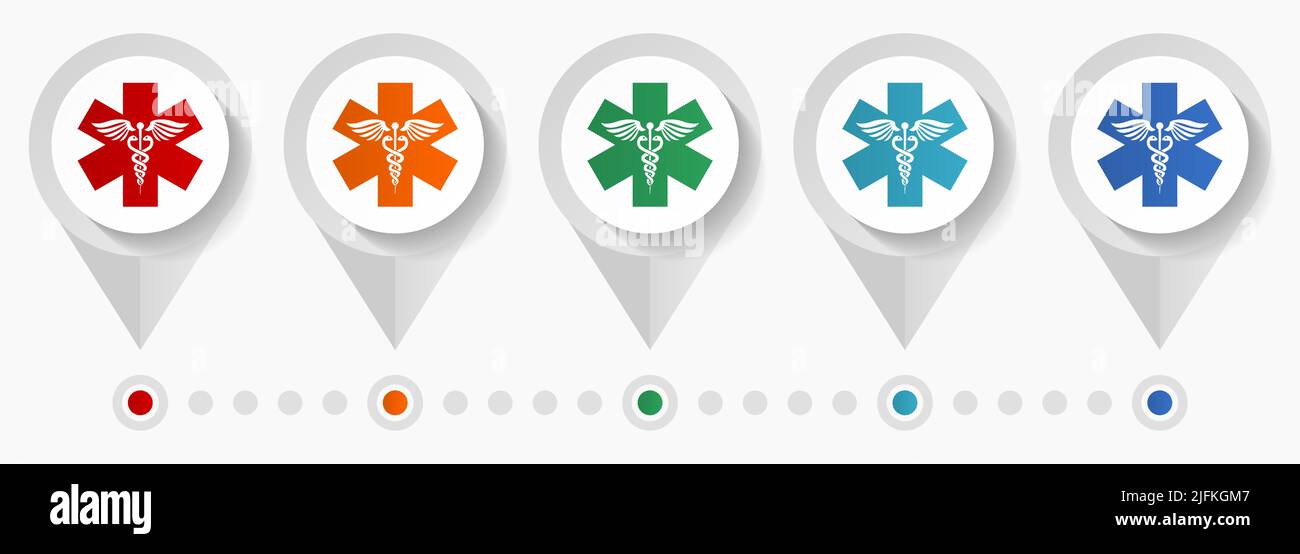 Emergency, hospital concept vector icons, editable infographic template ...