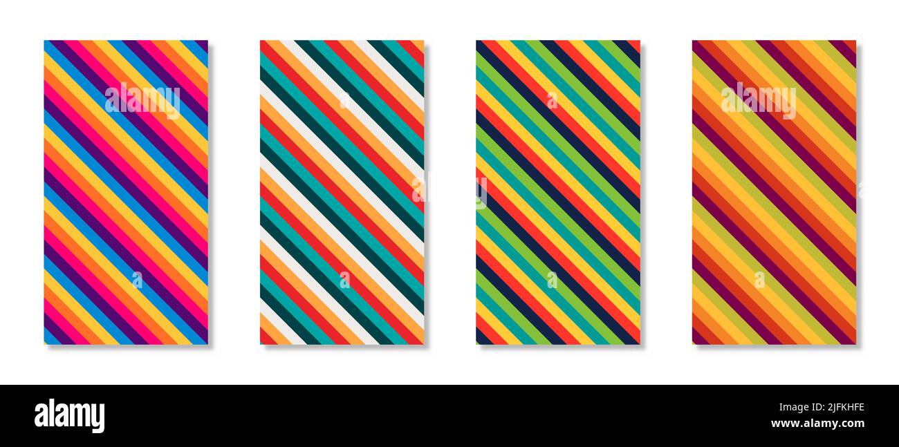 Set of abstract striped line background. Vector illustration Stock ...