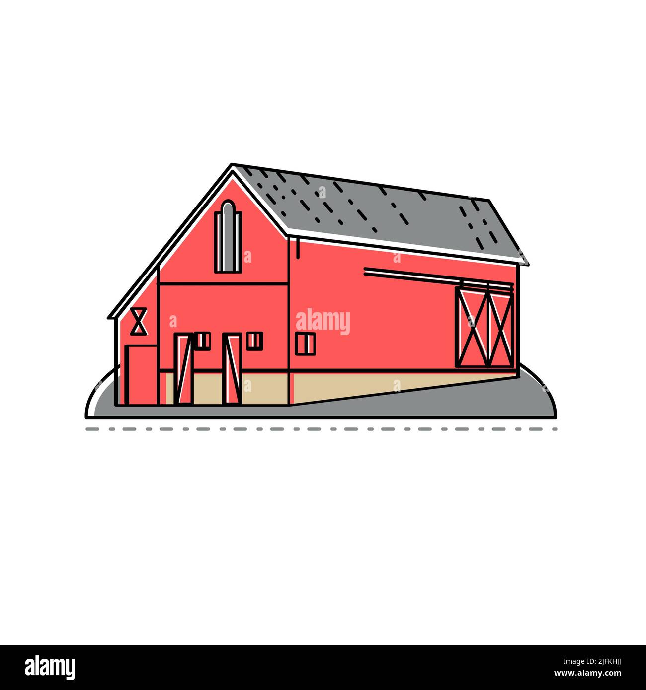 Line art farm barn hi-res stock photography and images - Alamy