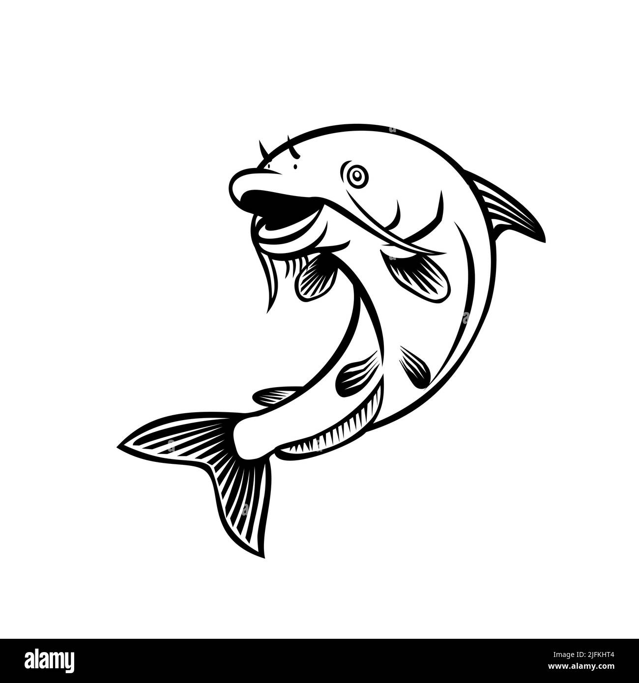 Fish cartoon illustration Black and White Stock Photos & Images - Alamy
