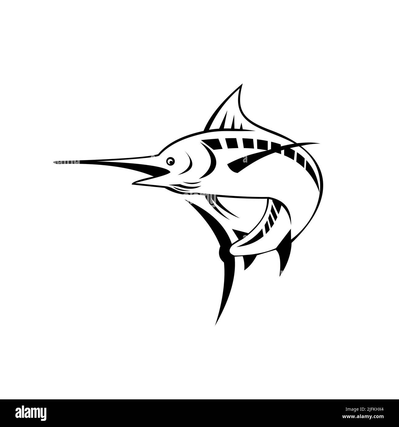 Retro style illustration of an Atlantic blue marlin, a species of ...