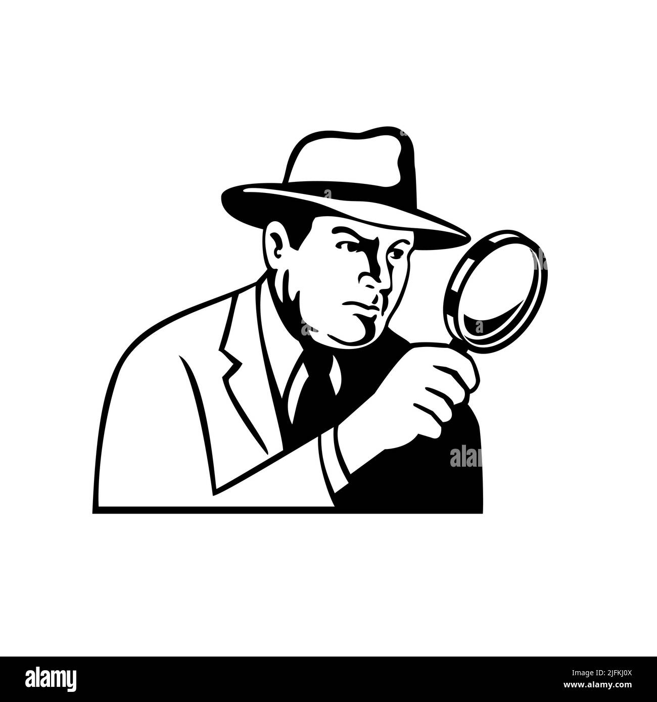 Magnifying glass detective Black and White Stock Photos & Images - Alamy