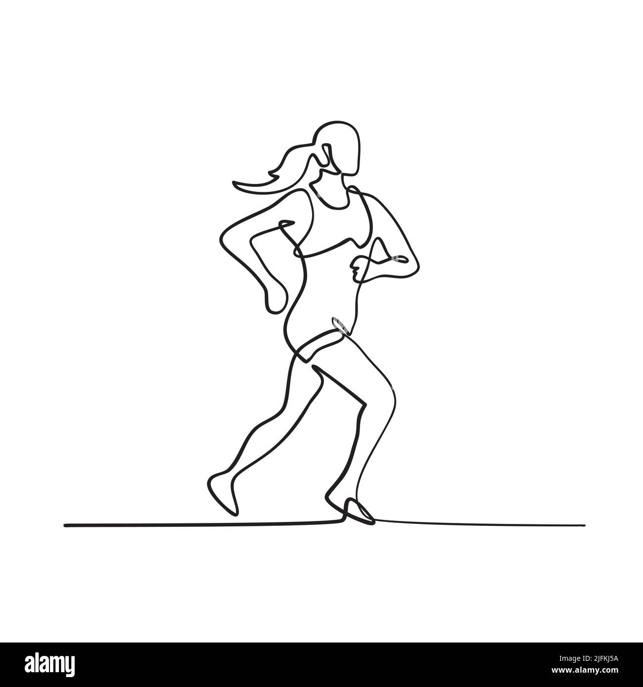 Continuous line drawing illustration of a female marathon runner ...