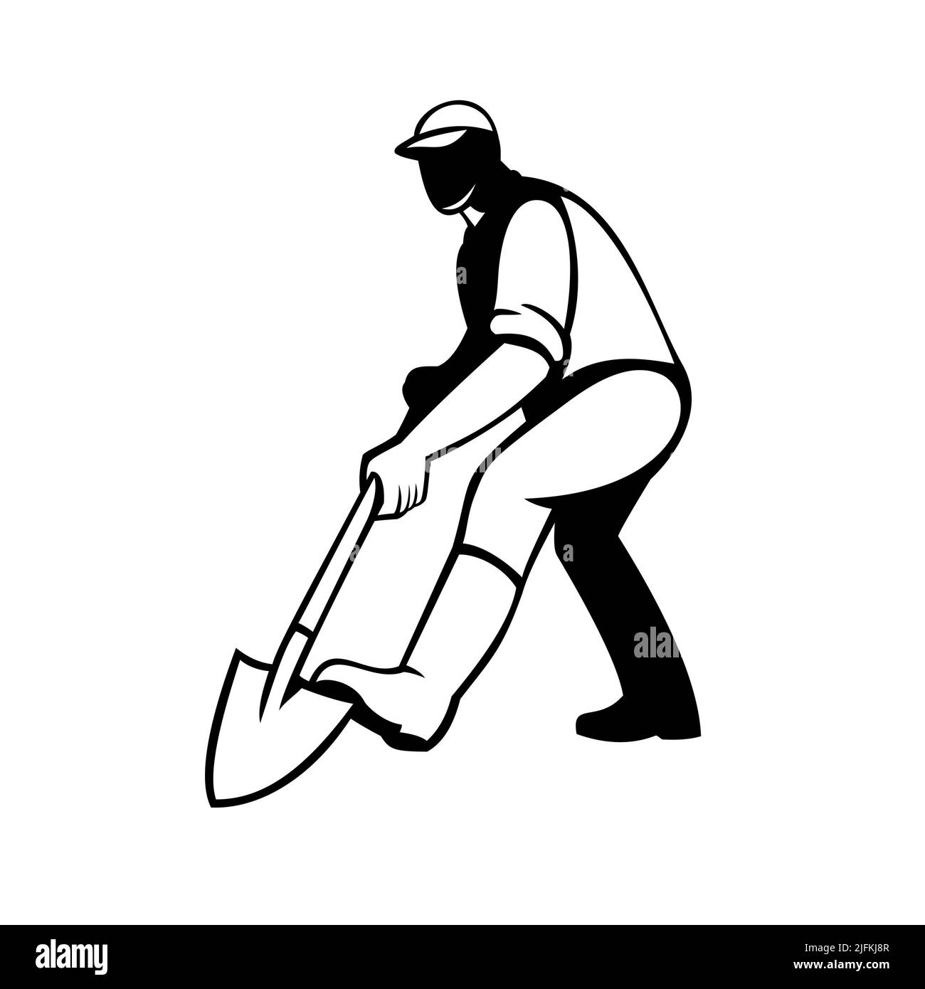 Digging man cartoon illustration Cut Out Stock Images & Pictures - Alamy