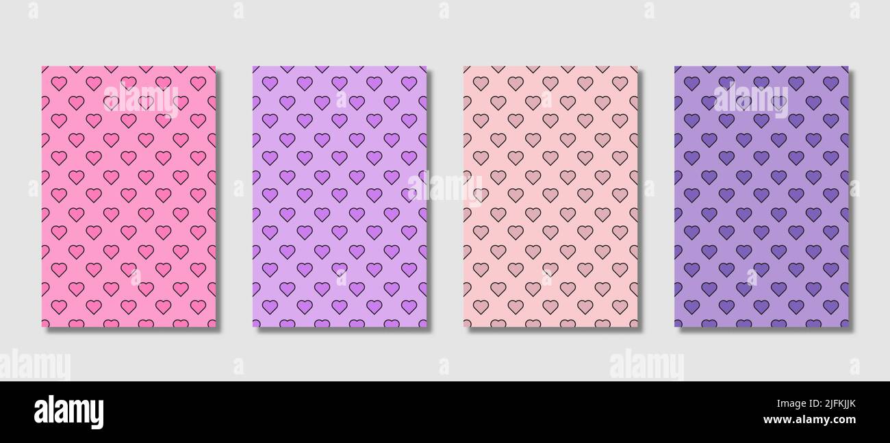 Set of pattern seamless heart abstract background. Repeated hearts ...