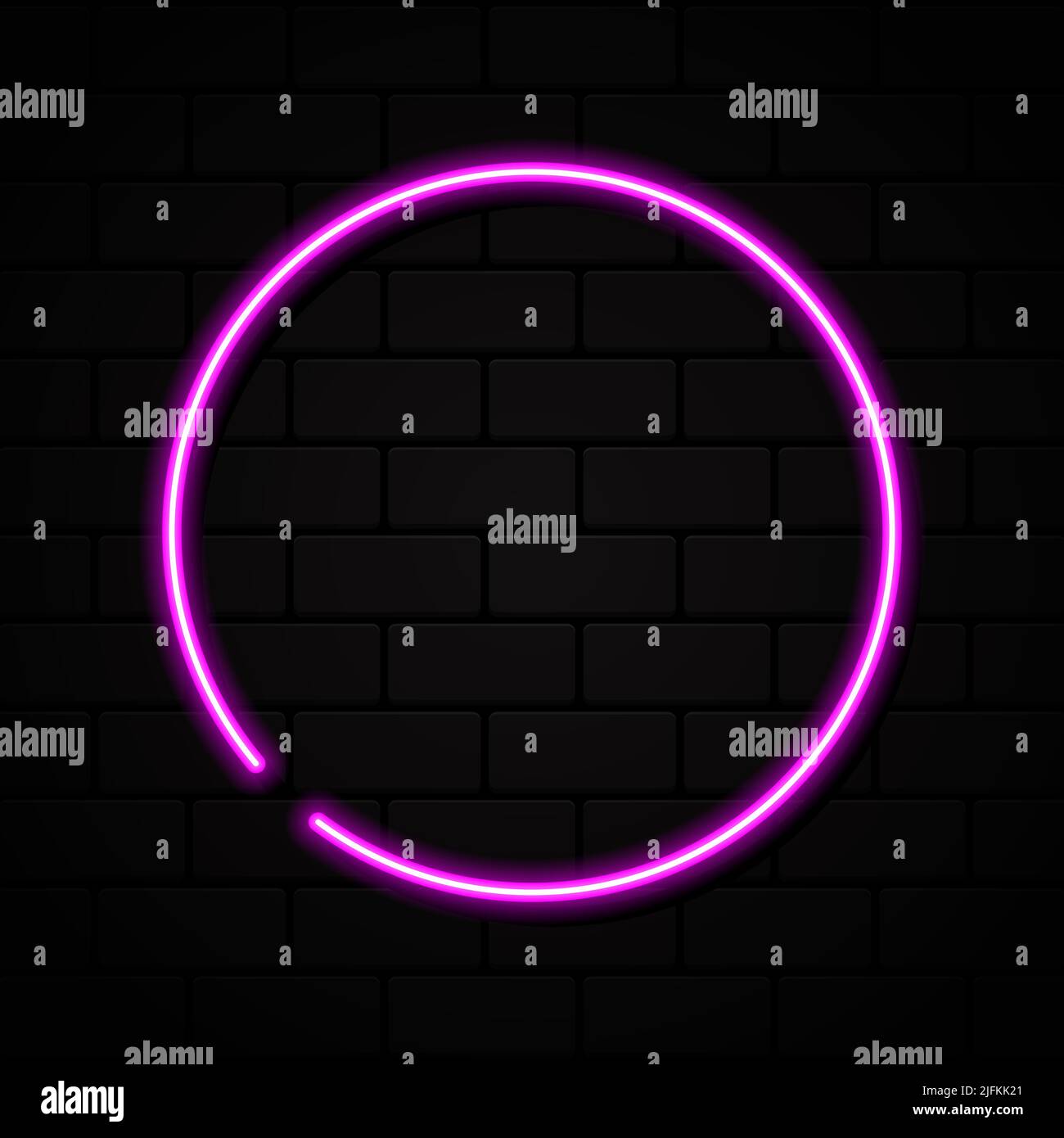 Neon sign in circle shape. Bright neon light. Glowing purple neon on ...