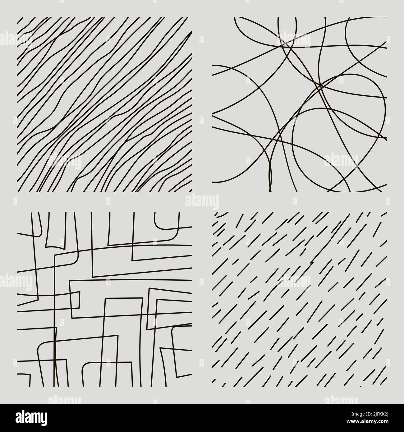 Set of hand drawn textured seamless patterns. Simple textures for ...