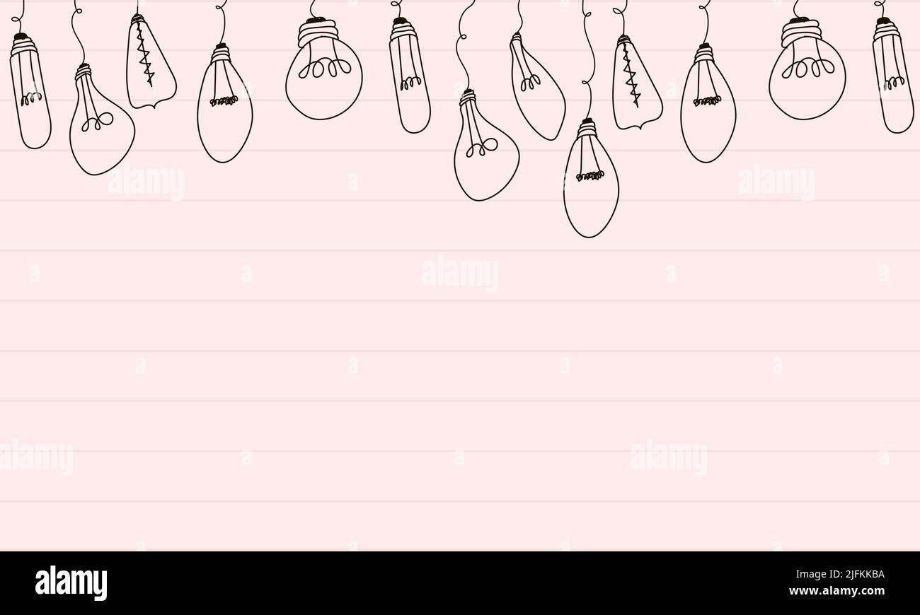 Light bulbs doodle border. Creative light bulbs doodle collection ...