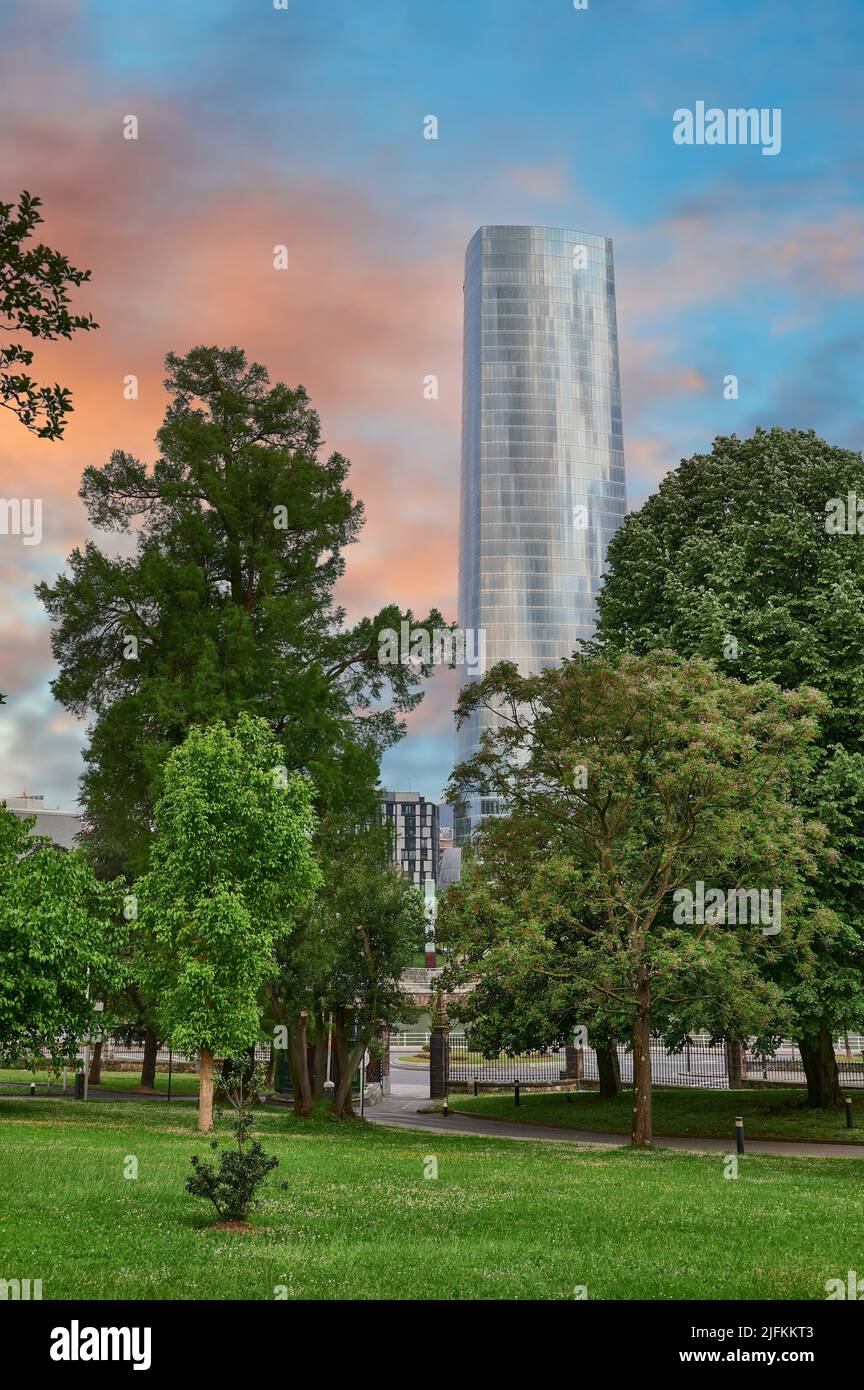 Campus of the Deusto University and Iberdrola tower at background ...