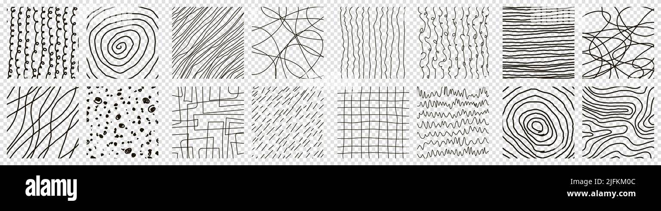 Set of hand drawn textured seamless patterns. Simple textures for ...