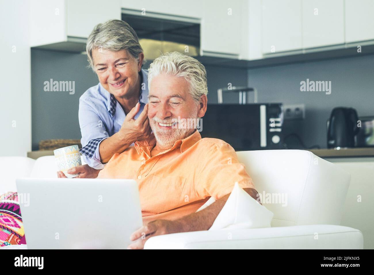 Old man woman laughing hi-res stock photography and images - Alamy
