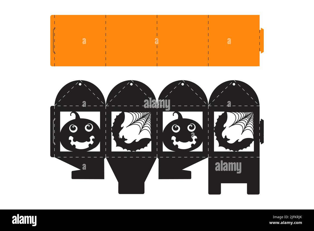 Halloween treat box with scary pumpkin. Jack-o-lantern facial gift ...