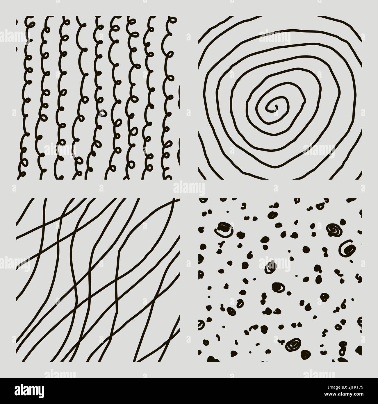 Set of hand drawn textured seamless patterns. Simple textures for ...
