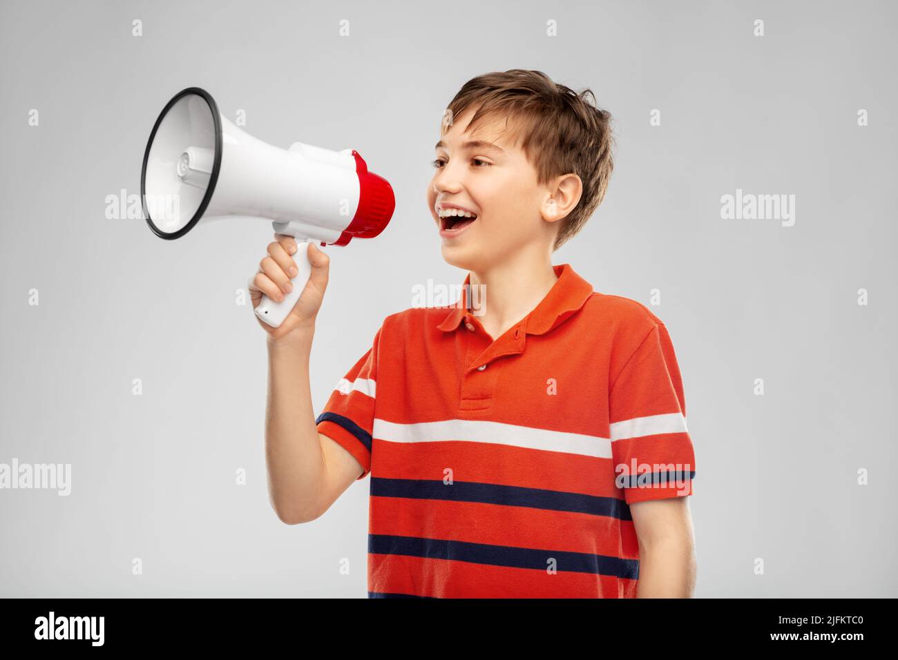 Person speaking bullhorn hi-res stock photography and images - Alamy