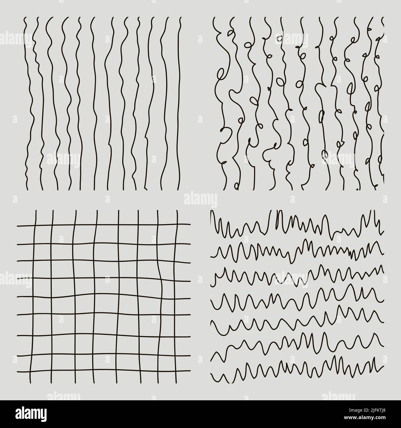 Set of hand drawn textured seamless patterns. Simple textures for ...