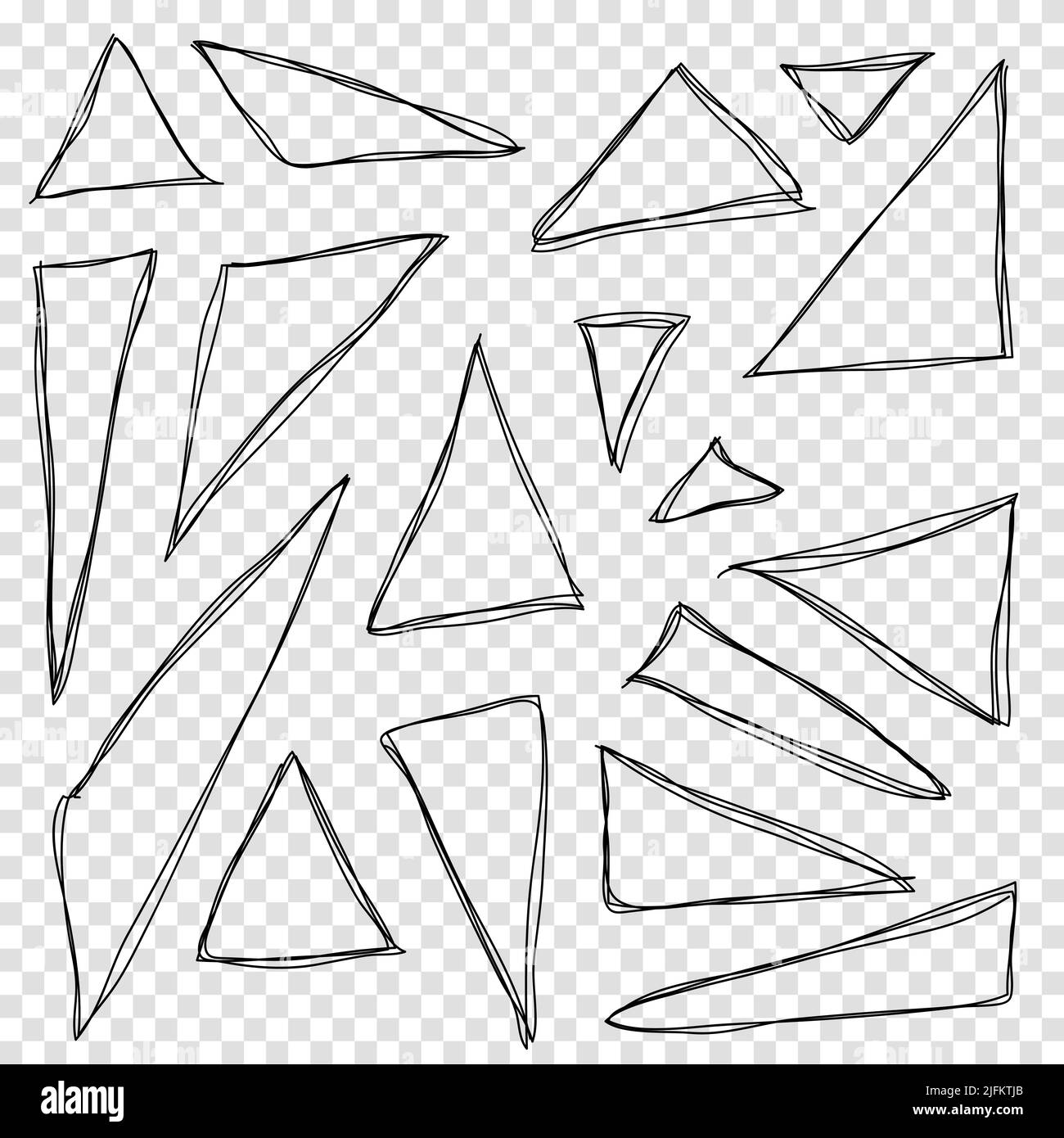 Triangles. Hand drawn shapes. Doodle style. Vector illustration Stock ...