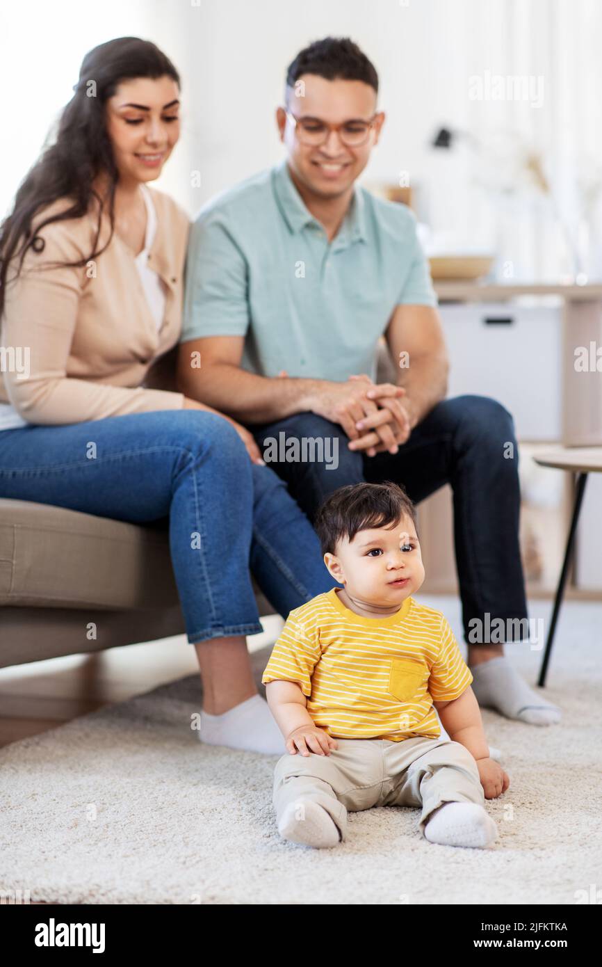 happy family with child at home Stock Photo - Alamy