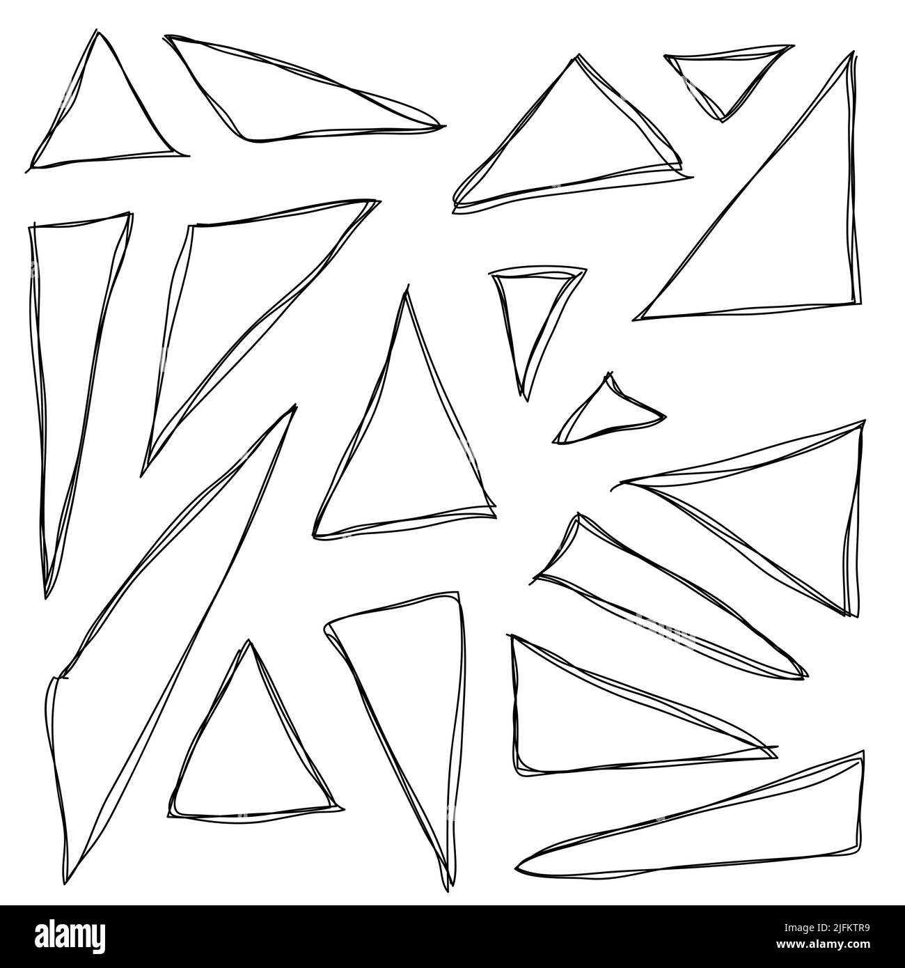 Triangles. Hand drawn shapes. Doodle style. Vector illustration Stock ...