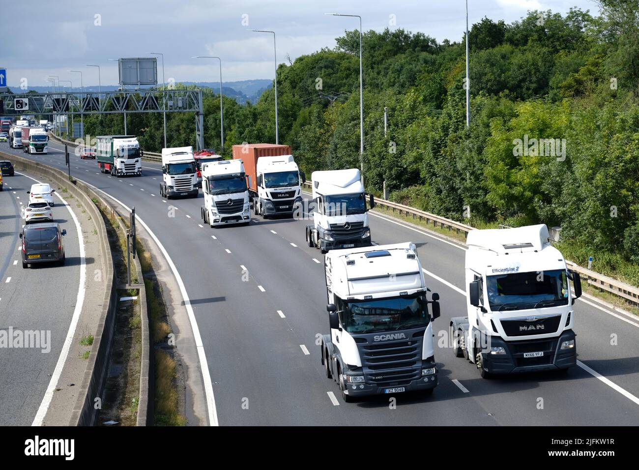 M5 Motorway, Bristol, UK. 4th July, 2022. A rolling roadblock has been ...