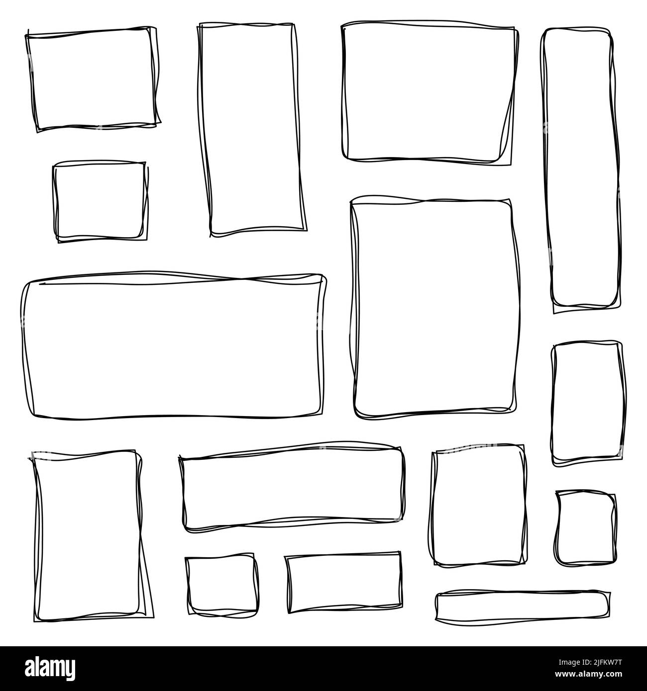Set of hand drawn sketched frames. Vector illustration Stock Vector ...