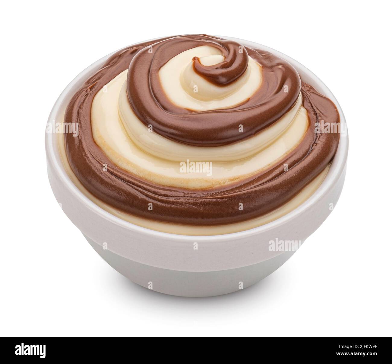 Chocolate vanilla cream swirl isolated on white background Stock Photo ...