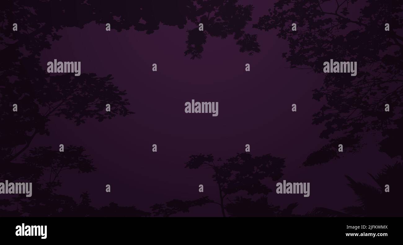 Silhouette dead tree at night for horror background. Vector ...