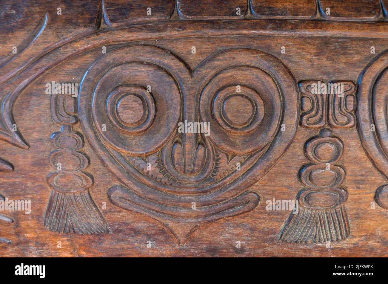 Antique Carved Wood Bas Relief of Polinesian Art Stock Photo - Alamy
