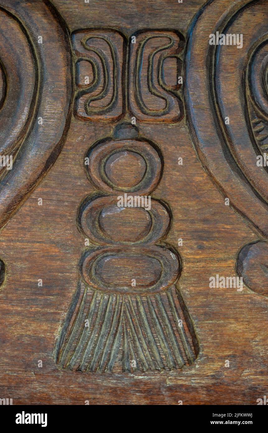 Antique Carved Wood Bas Relief of Polinesian Art Stock Photo - Alamy